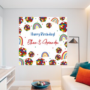 Rubik's Cube Party Birthday Cake Topper | Rubik Cube Games Birthday ...