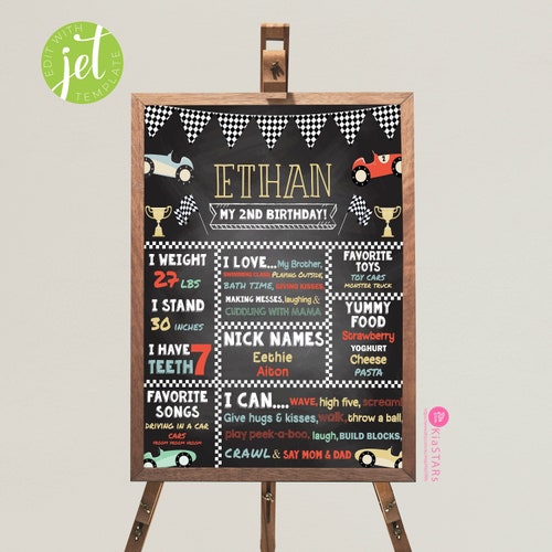 Race Car Milestone Board Vintage Race Milestone Sign Two - Etsy