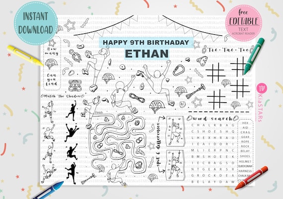 Rock Climbing Activity and Coloring Pages EDITABLE Indoor | Etsy