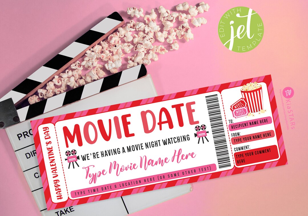 Editable Movie Ticket Birthday Invitation, Movie Party Ticket, Movie ...