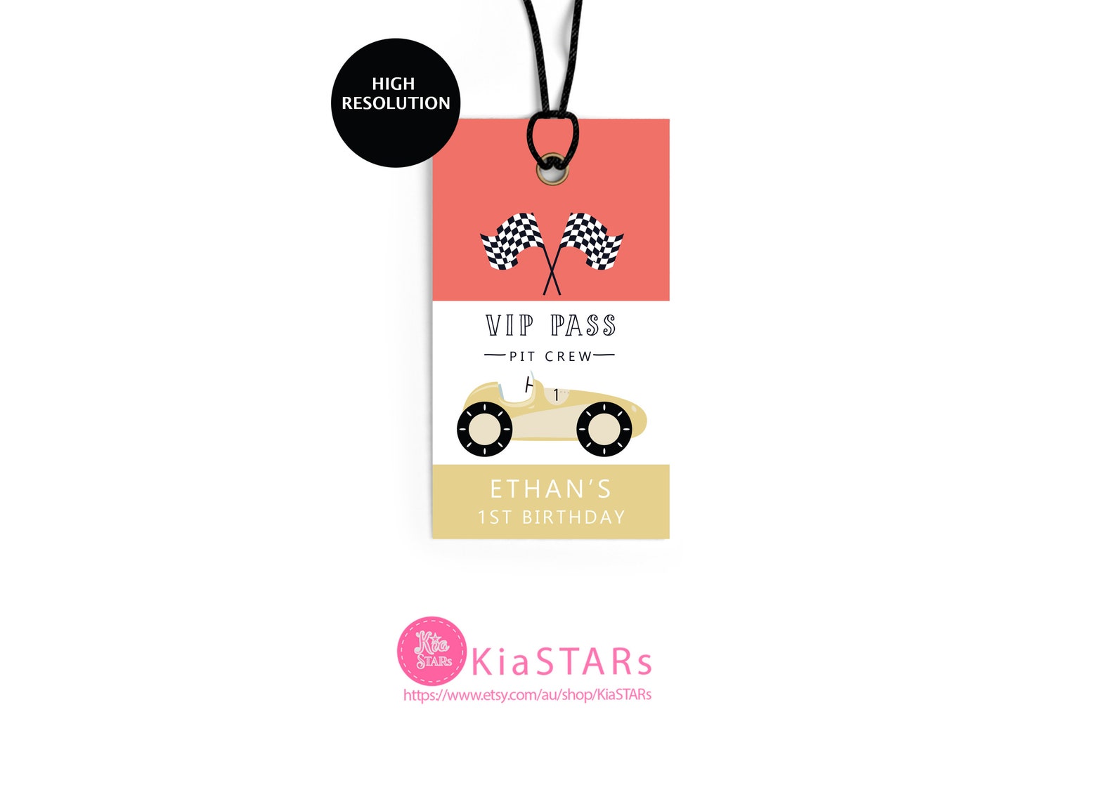 Personalised Vintage Race Car Party VIP Pit Crew Pass | Etsy