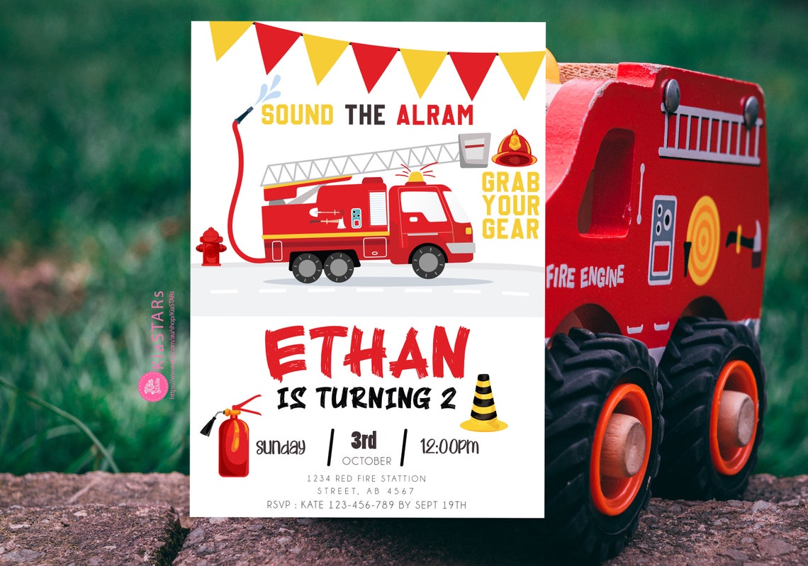Personalised Fire Truck Backdrop Fire Truck Birthday Fire | Etsy