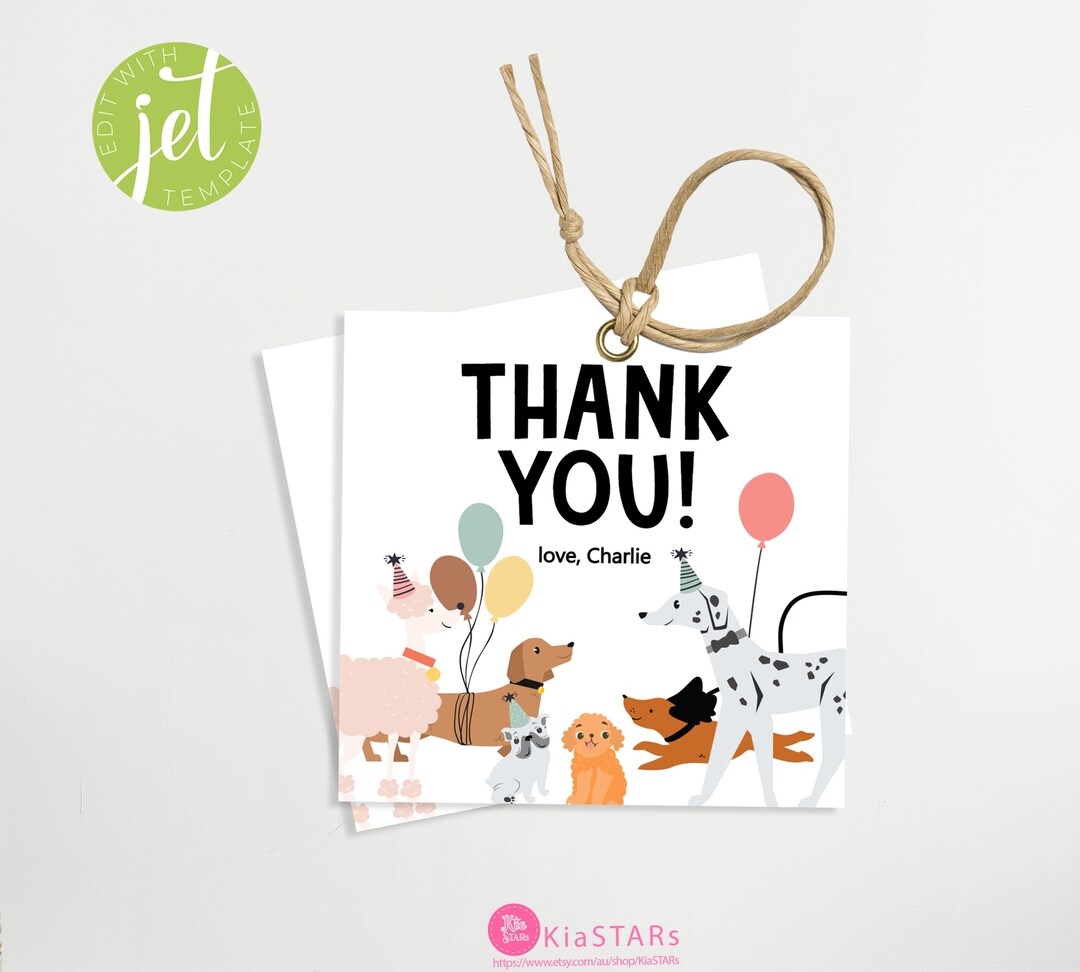 Editable Puppy Birthday Favor Tag: Dog Pawty Template (digital Download ...
