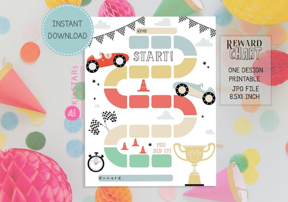 Race Car Reward Chart for Kids Simple Kids Reward Chart | Etsy