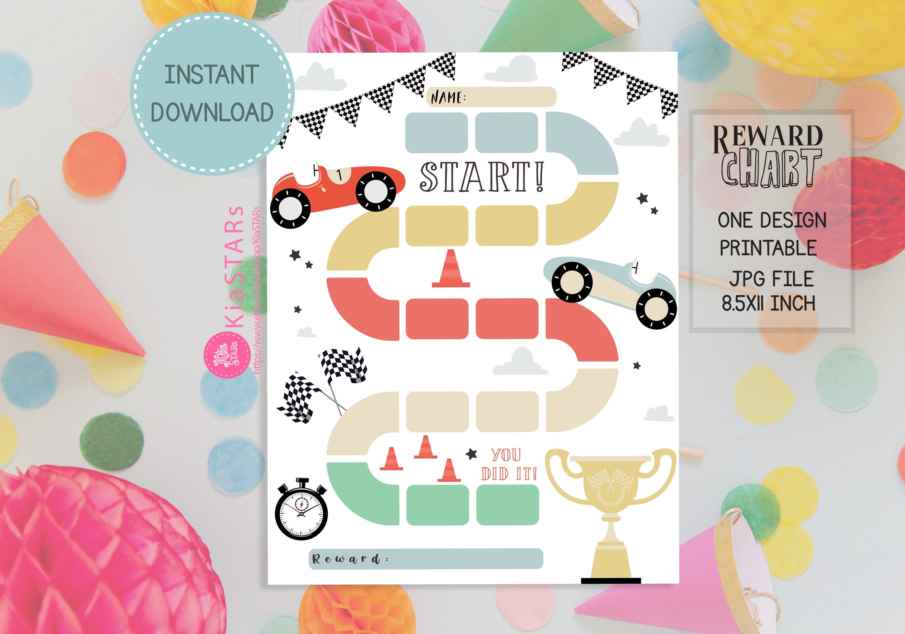 Race Car Reward Chart for Kids Simple Kids Reward Chart - Etsy