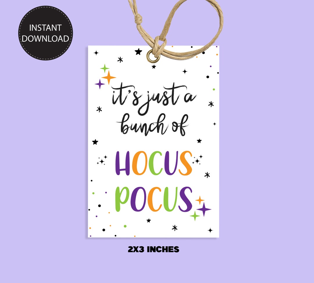 Hocus Pocus RECTANGLE TAG, Printable Cookie Tag, Instant Download ...