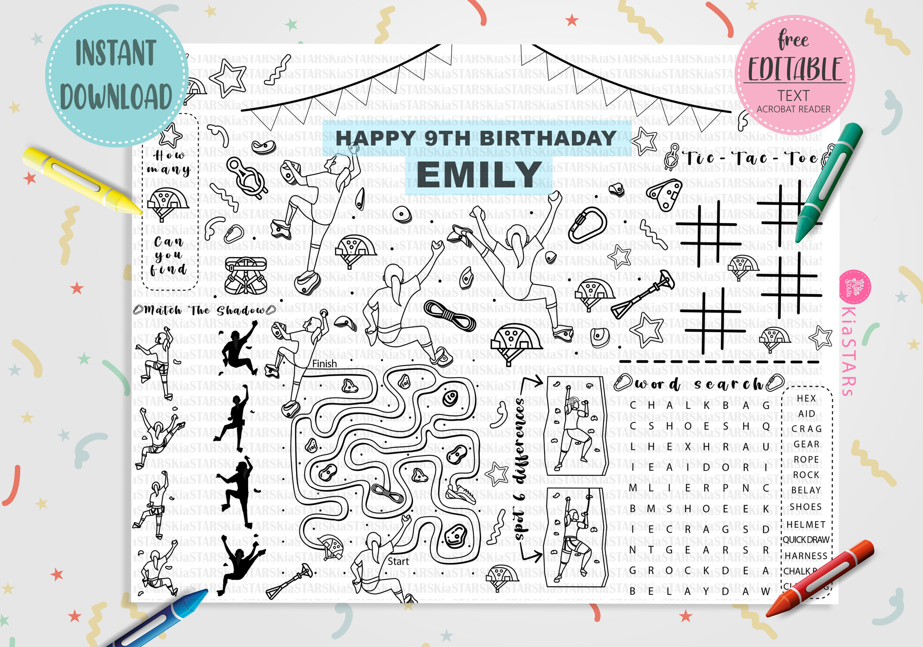 Rock Climbing Activity and Coloring Pages EDITABLE Indoor - Etsy