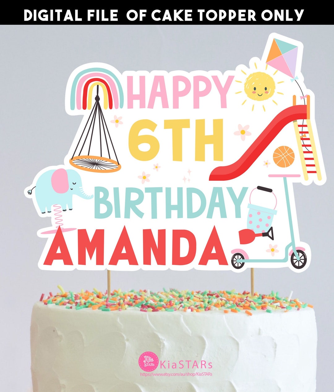 Park Playground Cake Topper Park Party Cake Topper Girl Birthday ...