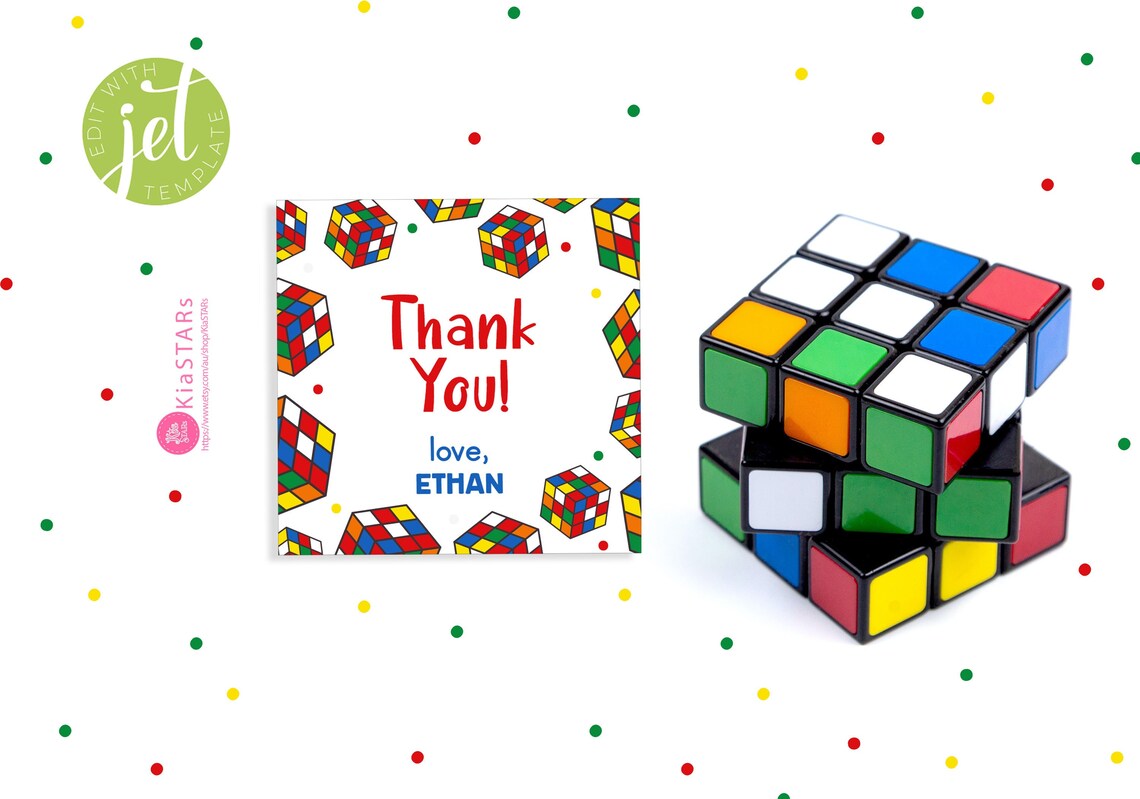 Rubik Cube Party Favor Tag Rubik Cube Thank You Tags - Etsy