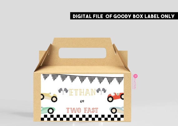 Personalized Race Car Gable Gift Box Label Vintage Car Favor | Etsy