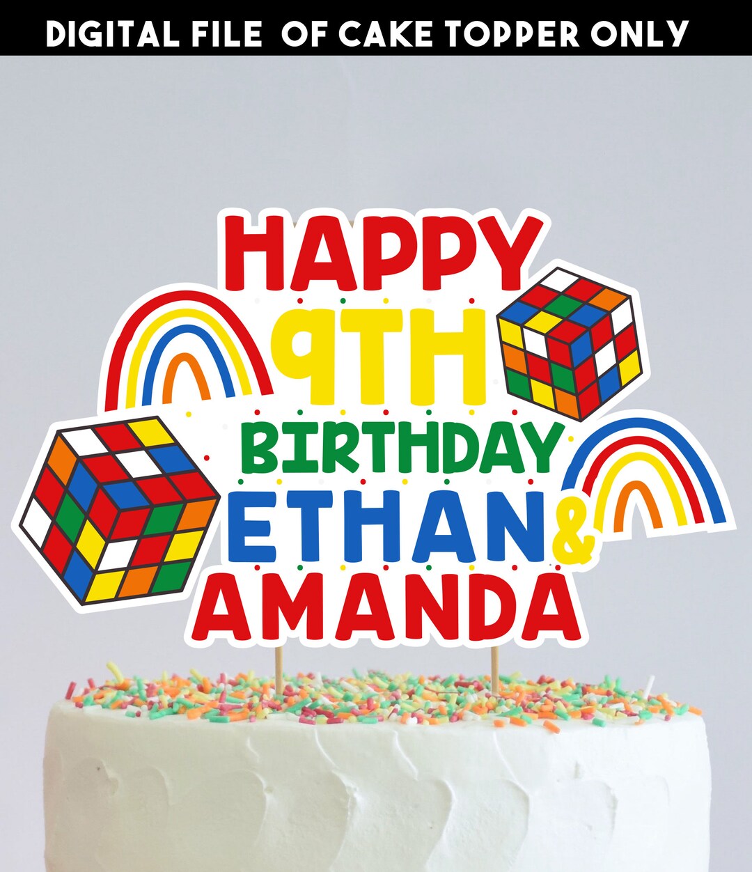 Rubik's Cube Party Birthday Cake Topper | Rubik Cube Games Birthday ...