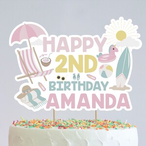 Personalized Hello Summer Beach Cake Topper, Girls Party Printable ...