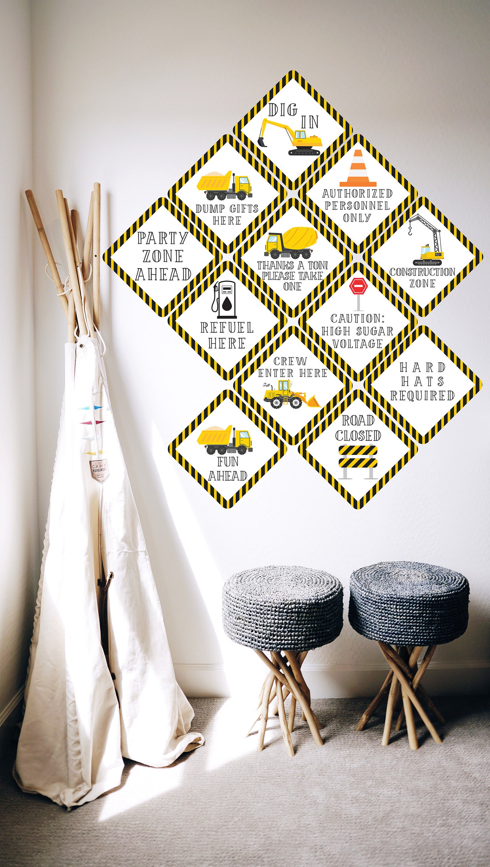 Instant Download Construction Party Sign Package printable | Etsy