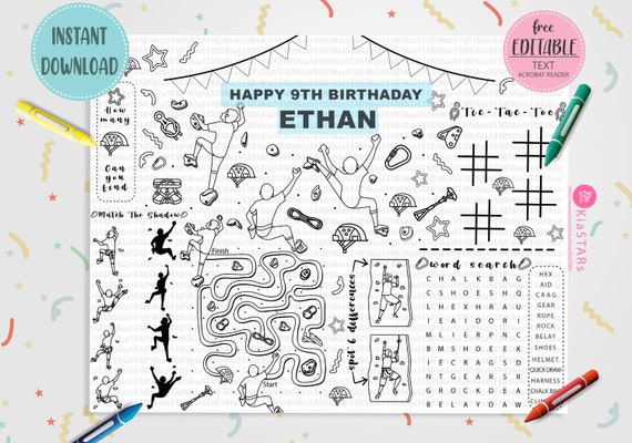 Rock Climbing Activity and Coloring Pages EDITABLE Indoor - Etsy