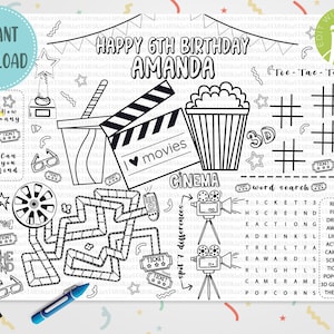Editable Movie Ticket Activity and Coloring Page Pop on Over Movie ...