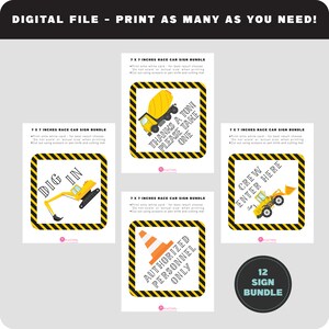 Instant Download Construction Party Sign Package (printable Digital ...