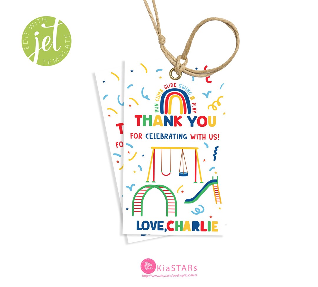 Editable Personalized Park Party Tag Playground Outdoor Party Favor Tag ...