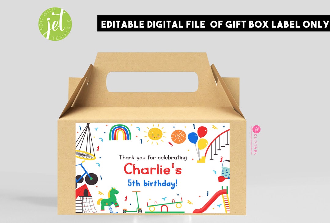 Playground Gable Gift Box Label Park Party Birthday Outdoor Adventure ...