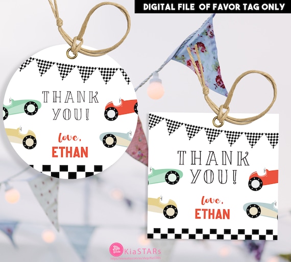Personalized Race Car Tags Vintage Car Favor Tags Too Fast - Etsy