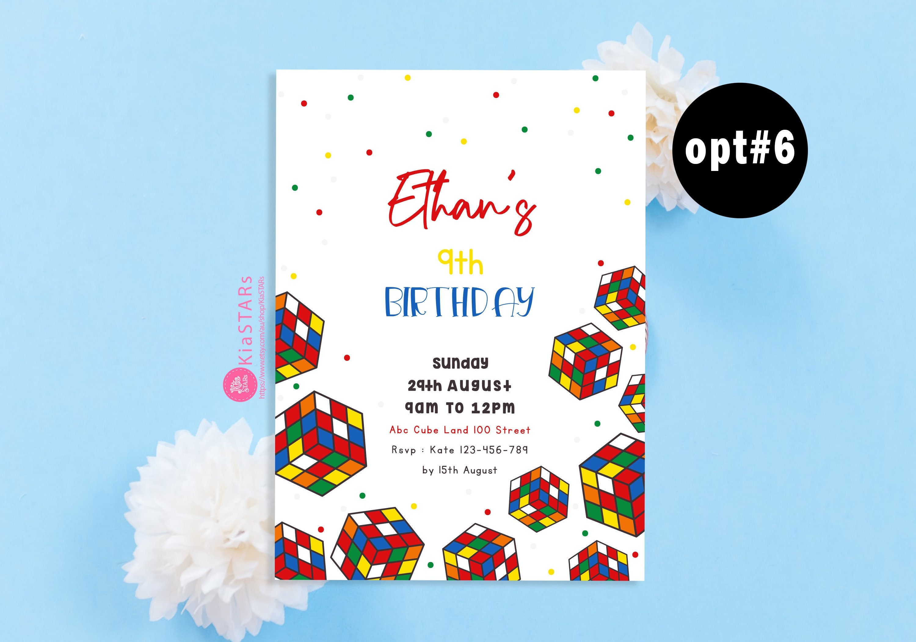 Rubik's Cube Party Invitation Rubik Cube Games Birthday - Etsy