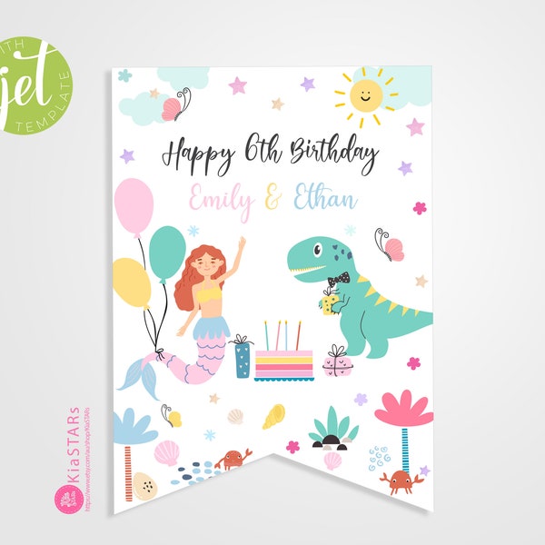 Dinosaur and Mermaid Invitations - Etsy