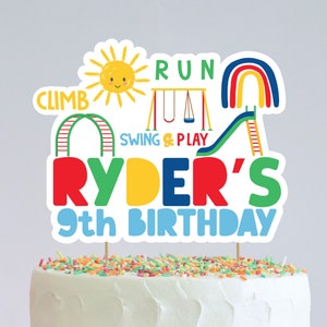 Personalized Park Party Cake Topper Playground Outdoor Party Cake ...