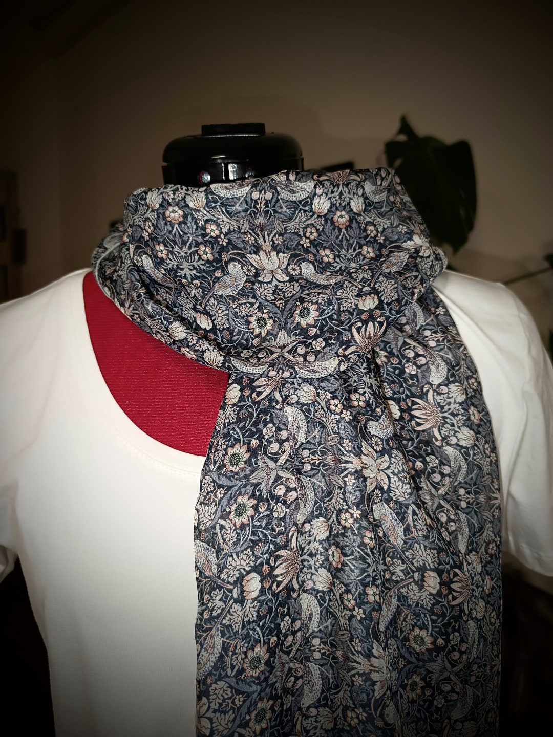 Liberty Print Silk Chiffon Scarf or Snood From the Strawberry Thief ...