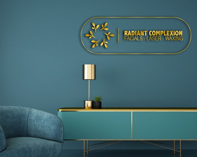 Custom Gold Metal Signs Gold Beauty Spa Sign Logo to Gold Salon Sign ...