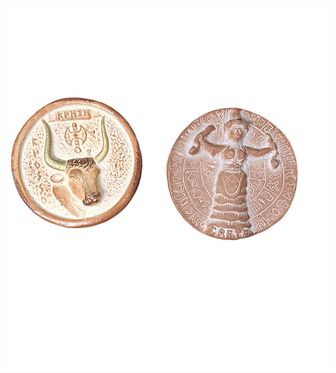 Set Magnet Bull Head Goddess of Snakes Fridge Magnet Cretan Souvenirs ...