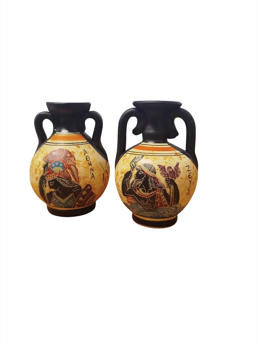 Ceramic Mini Vases, Greek Mythology, Athena, Zeus, Cretan Souvenirs - Etsy