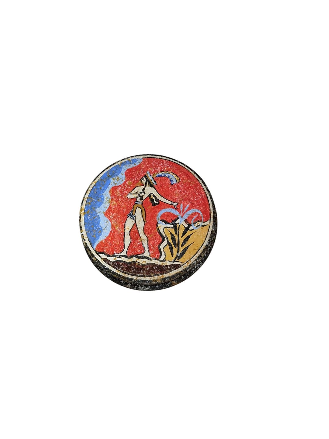 Ceramic Jewel Box Prince With Lilies, Minoan, Cretan Souvenirs 5cm - Etsy