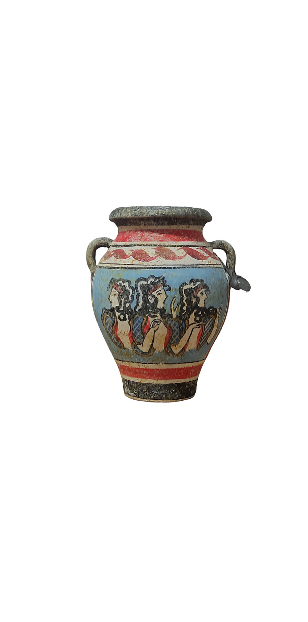Ancient Mini Ceramic Pithos, Ladies in Blue, Minoan Art, Cretan ...