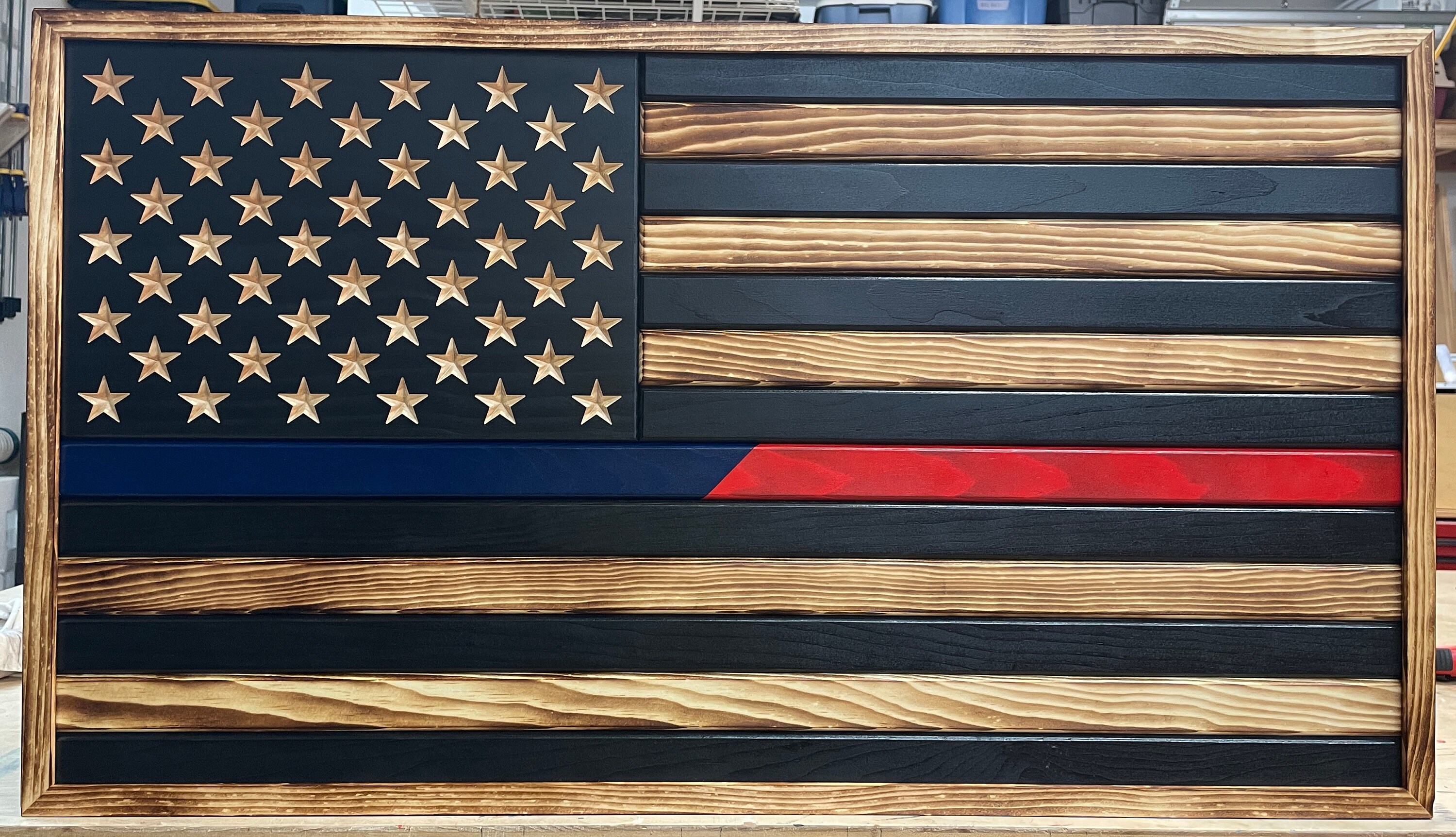Custom Hand Made Back the Red and Blue Wooden Flag - Etsy