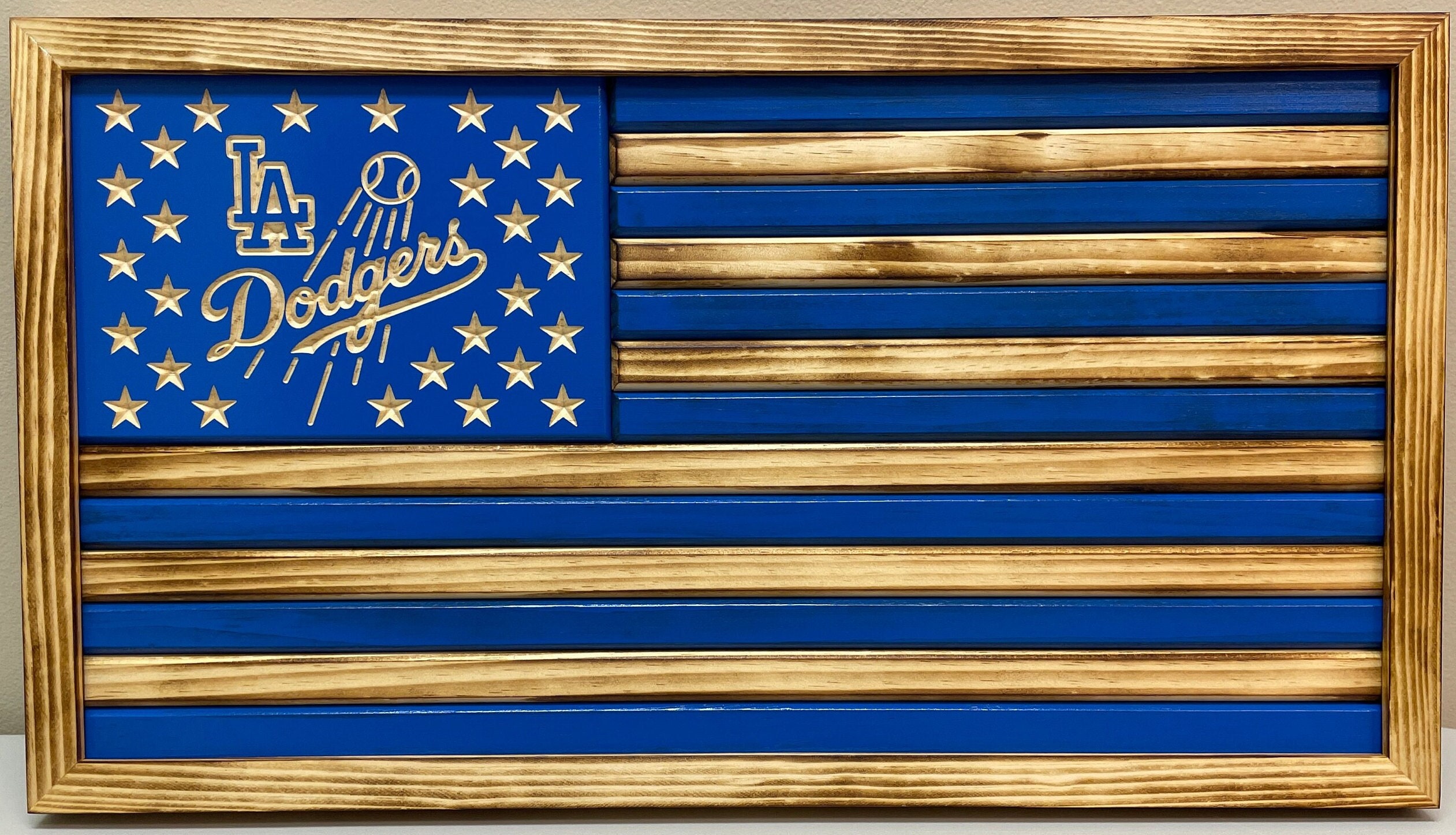 Custom Hand Made LA Dodgers Wooden Flag - Etsy