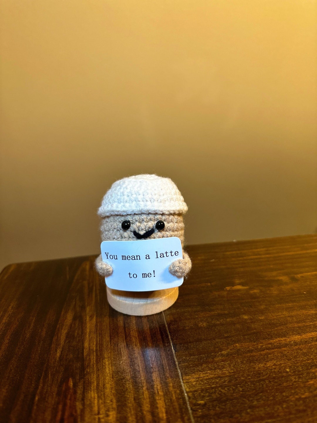 Emotional Support Latte Coffee With Stand, Funny Crochet Positive ...