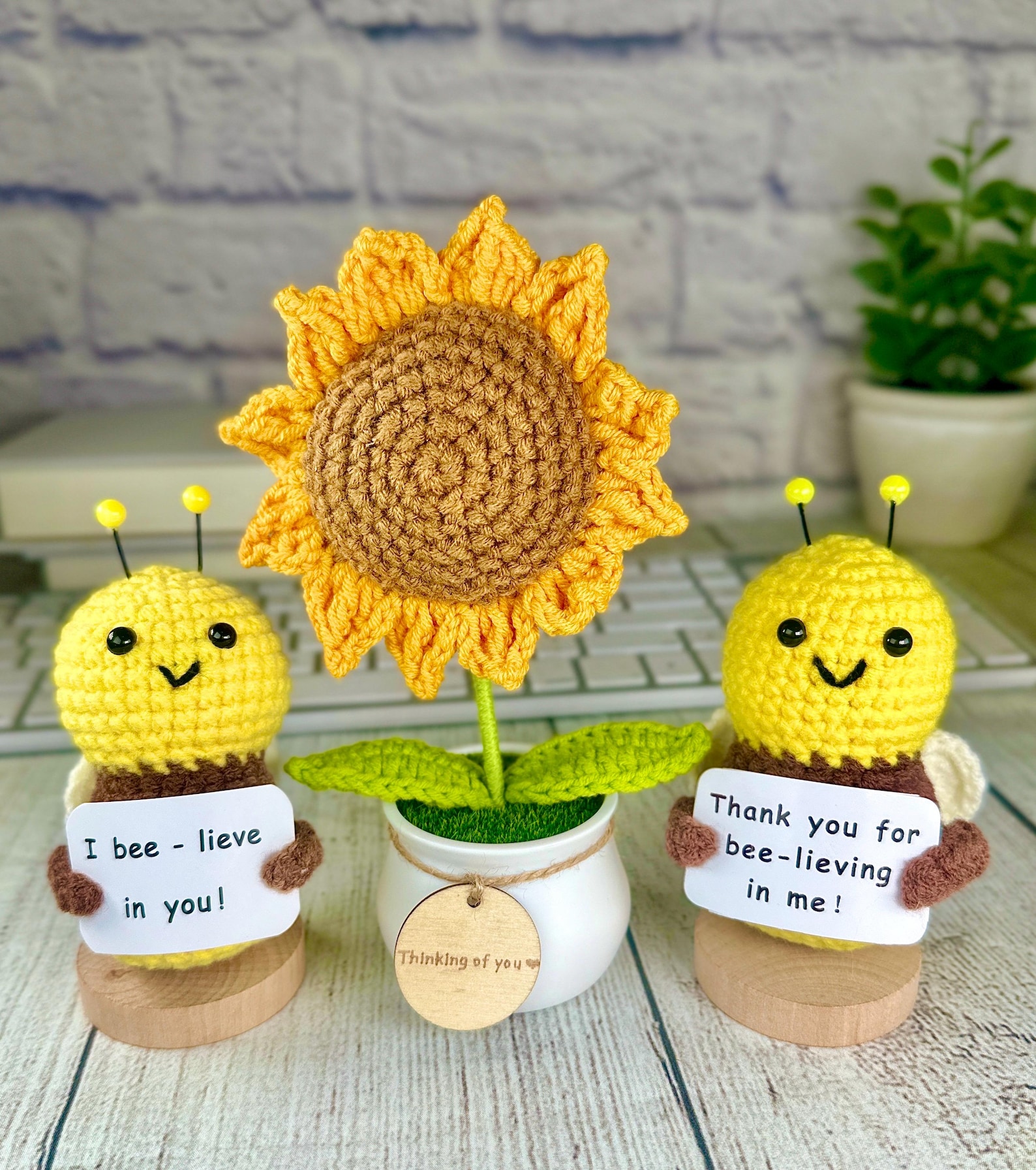 Positive Crochet Desk Decor Gifts, Send a Hug, Emmotional Support Gifts ...