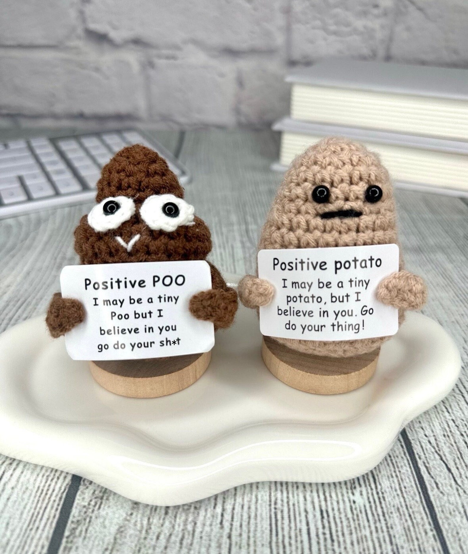 Positive Crochet Desk Decor Gifts, Send a Hug, Emmotional Support Gifts ...