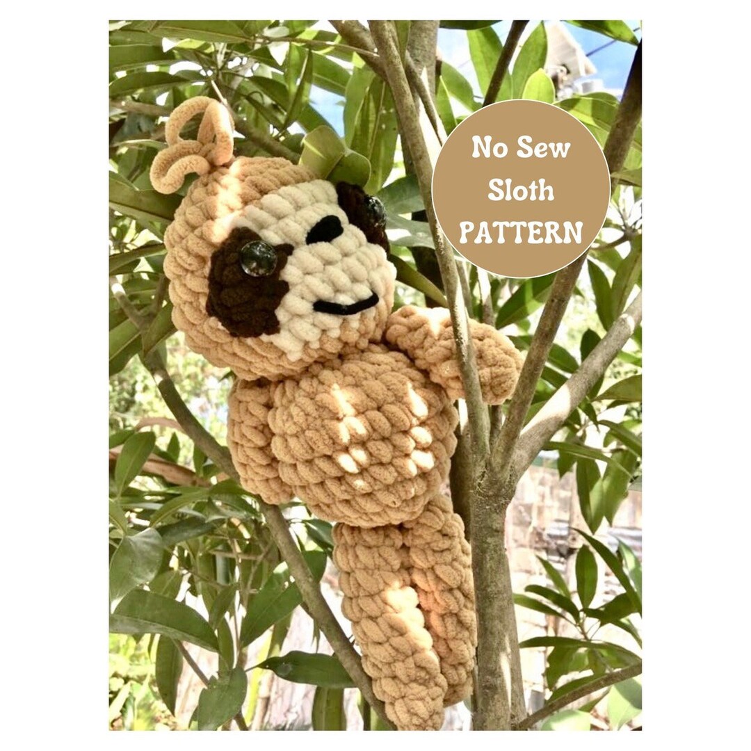 Easy Crochet Sloth PDF PATTERN, No Sew Sloth Amigurumi Pattern ...