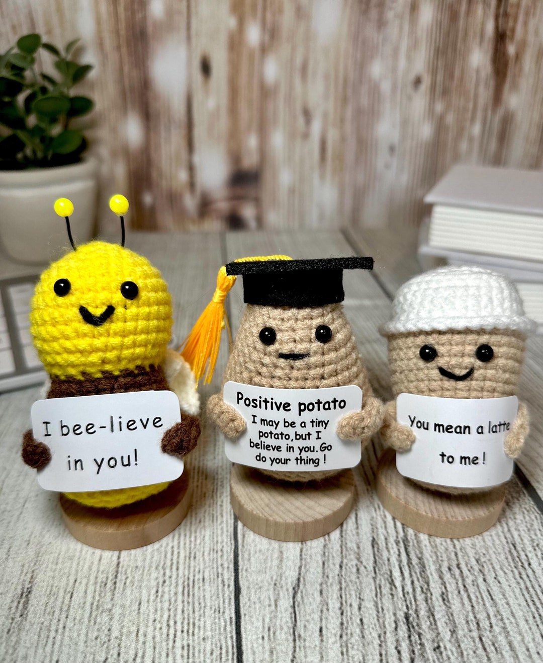 Positive Crochet Desk Decor Gifts, Send a Hug, Emmotional Support Gifts ...