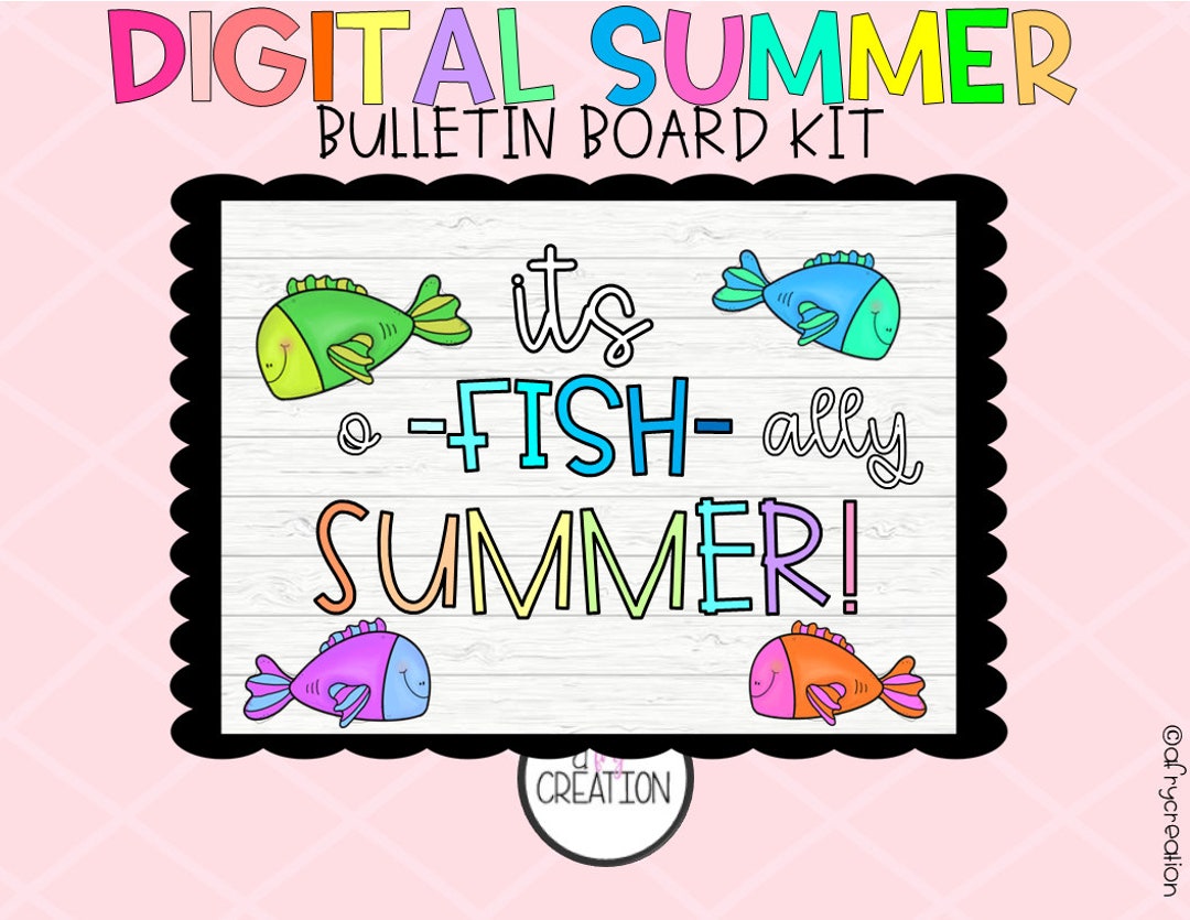 DIGITAL Editable Summer Bulletin Board | Its O-fish-ally SUMMER! - Etsy
