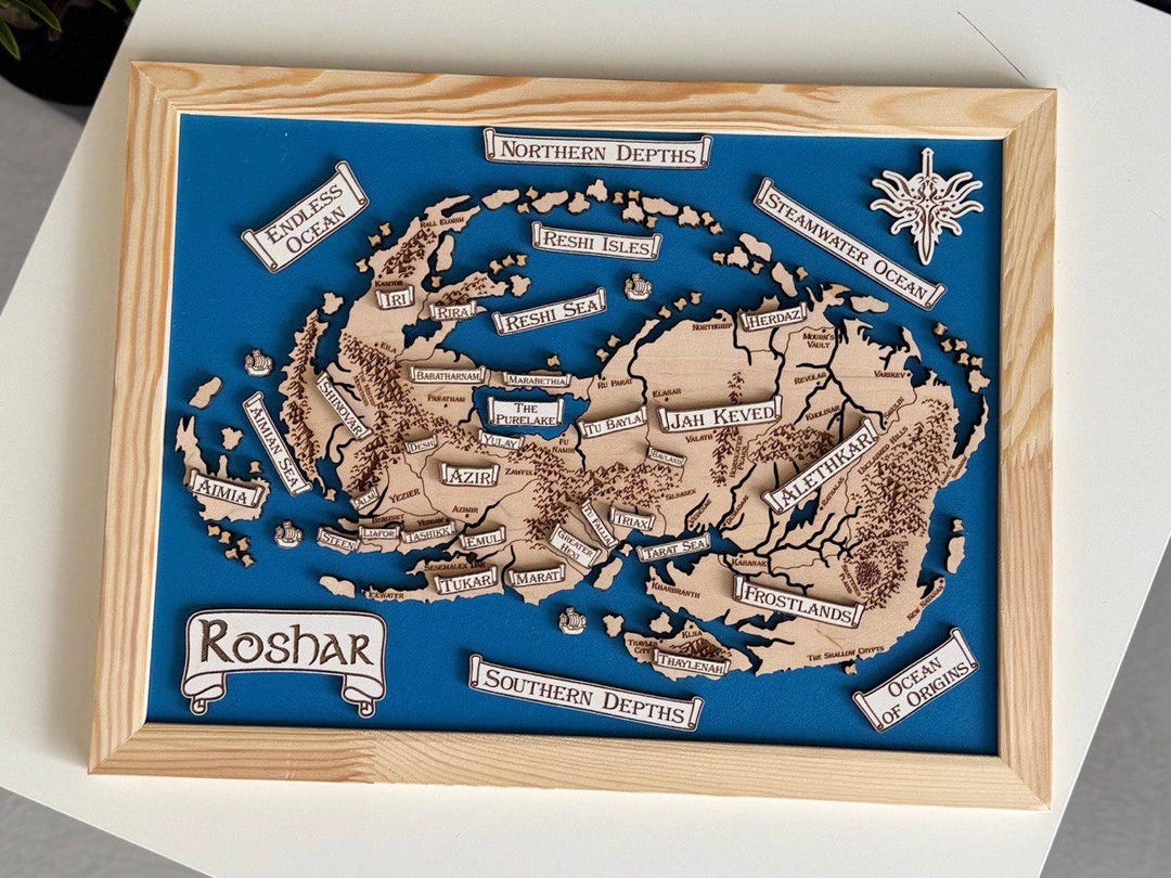 Handmade Wooden Map of Roshar | Stormlight Archive World | Brandon ...