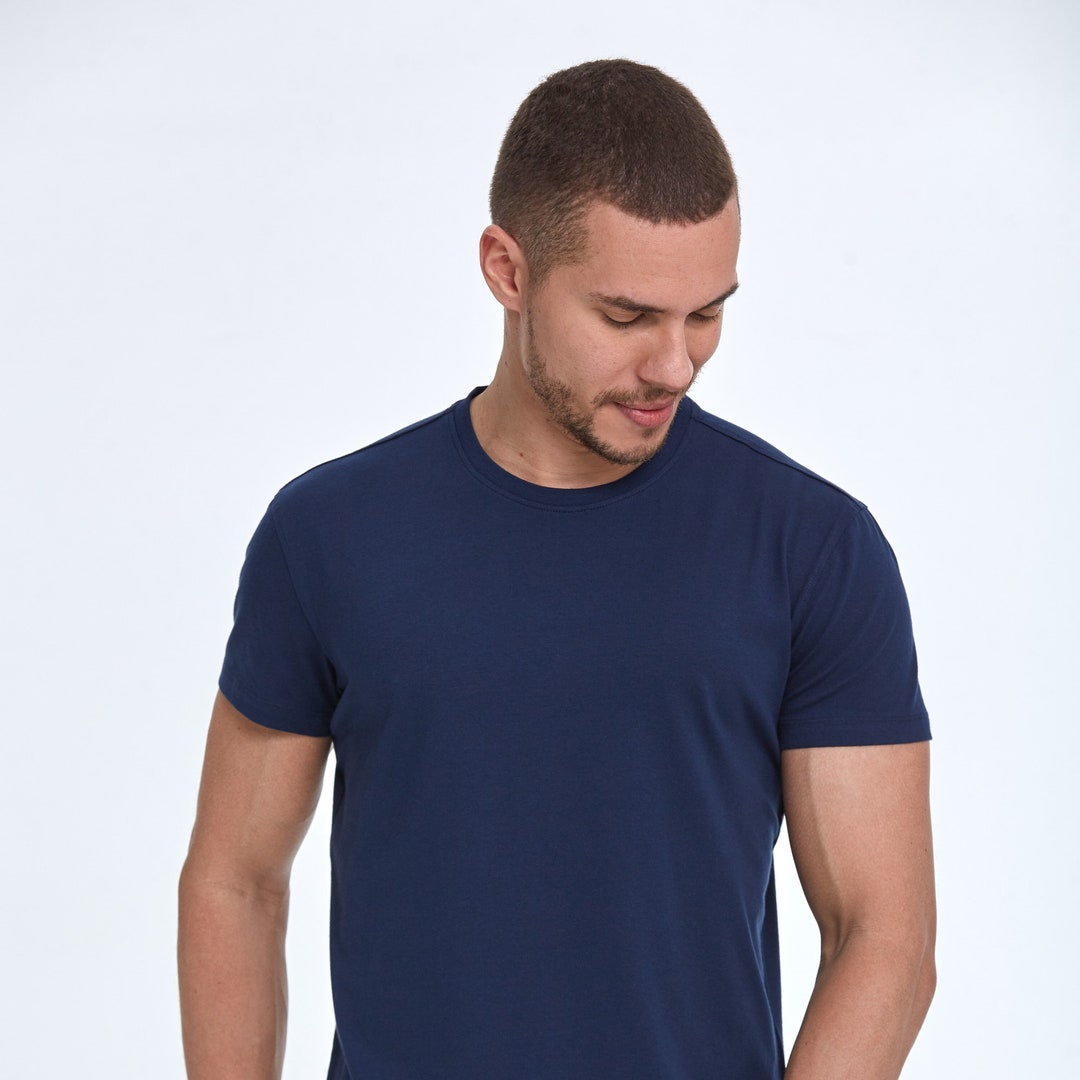 Popular Cool Crew Cotton Basic Tee Shirt, Trendy Plain Black T Shirt ...