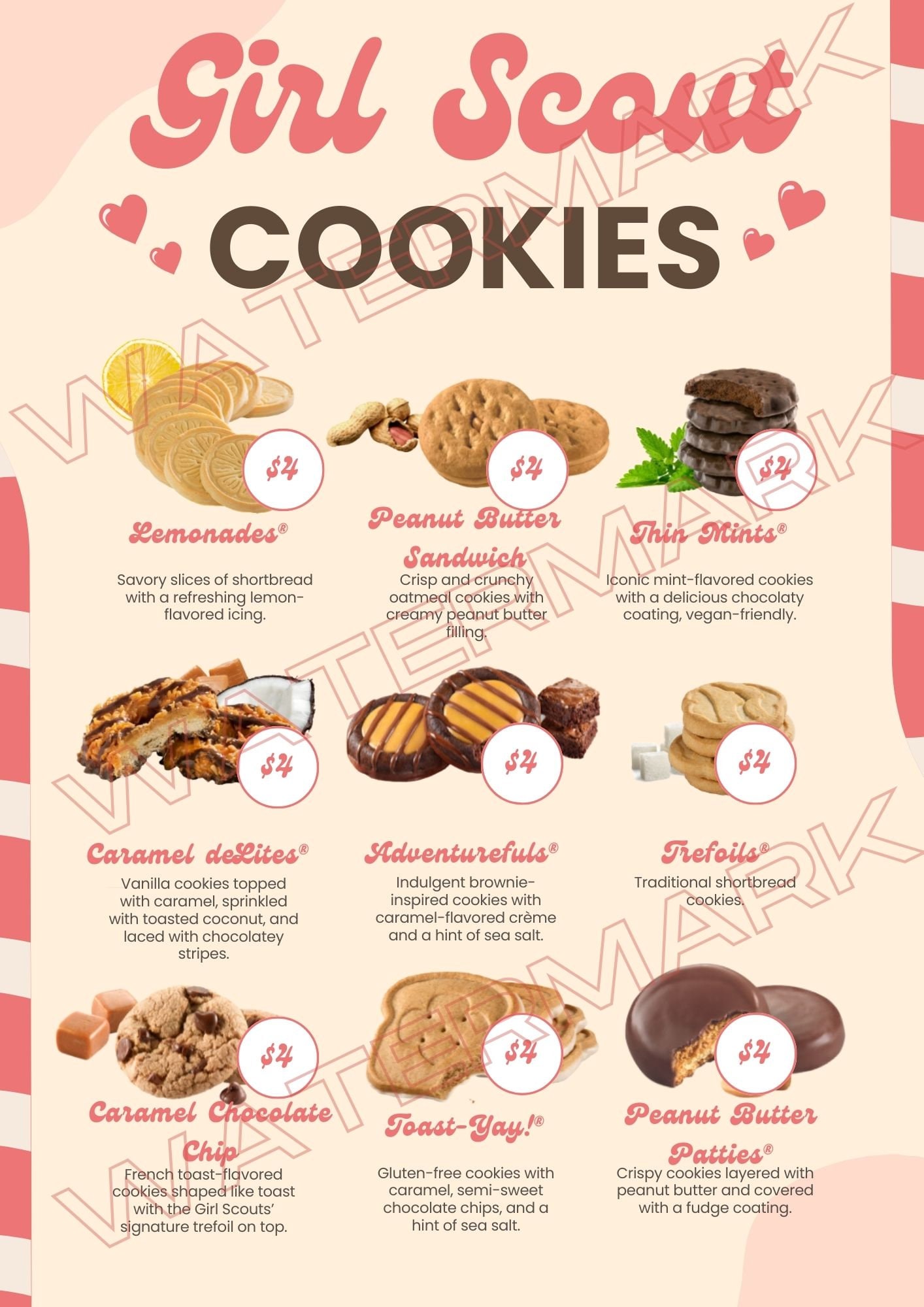 Girl Scout Cookie Menu ABC Bakers Menu Ultimate Help With Door to Door ...