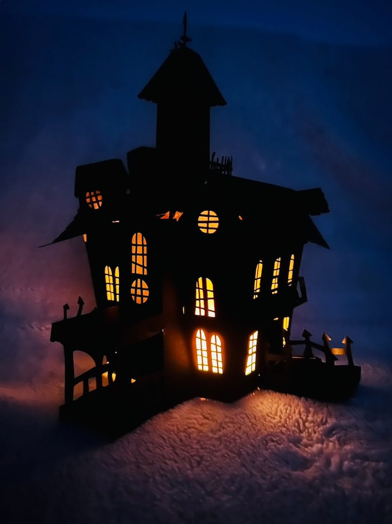 3D Haunted House Lantern Kit Halloween House Witch House Halloween ...