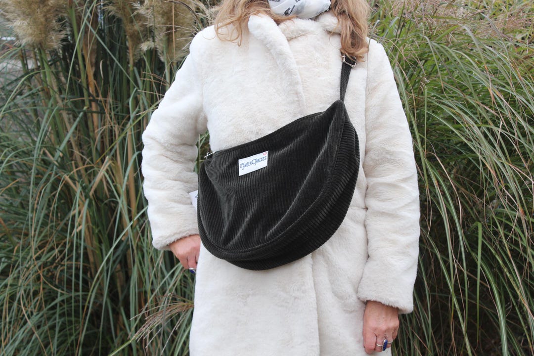 Hobo Slouchy Khaki Green Thick Corduroy Cross Body,front or Shoulder ...