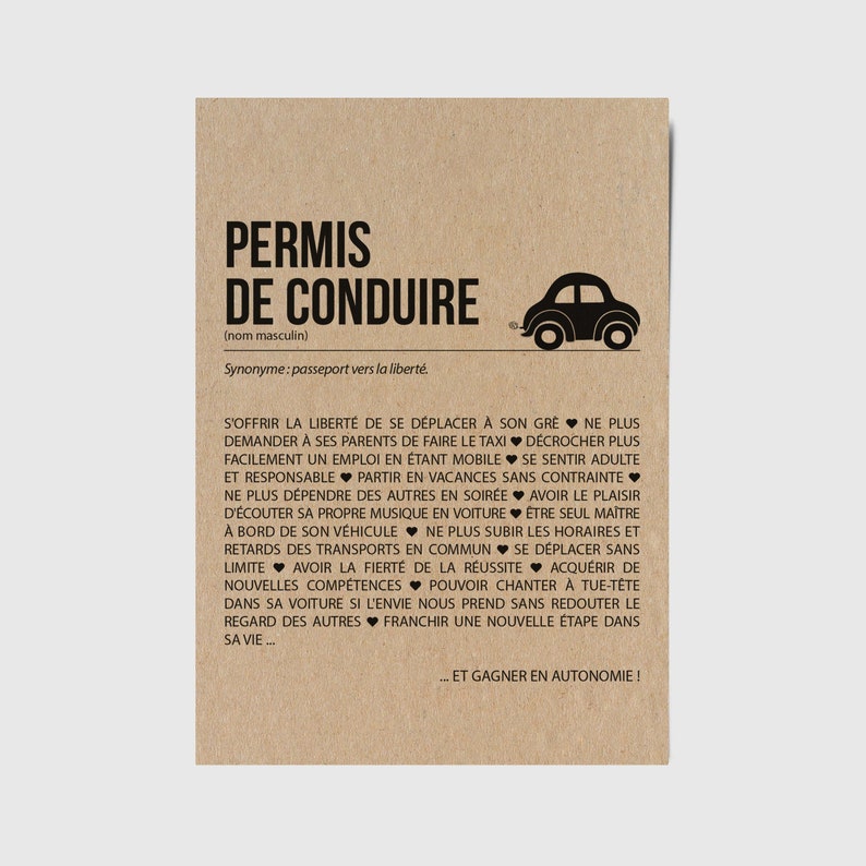 Carte félicitation permis de conduire Carte définition - Etsy France