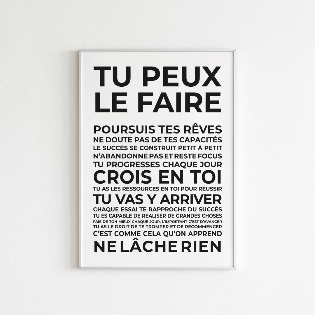 Affiche de motivation - Affiche d'encouragement - "Tu peux le faire ...