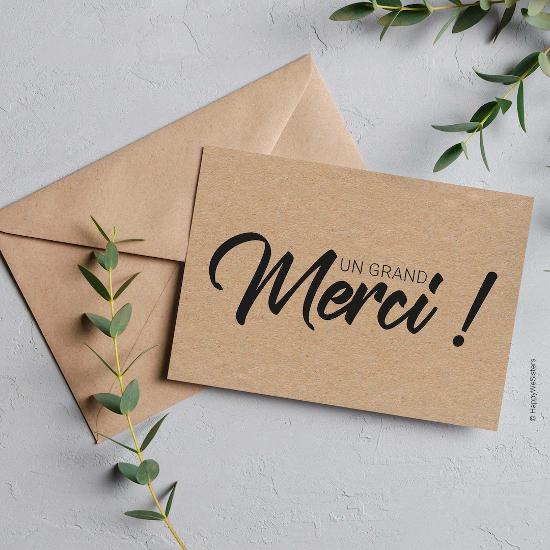 Carte de remerciement avec enveloppe - Carte un grand merci ...