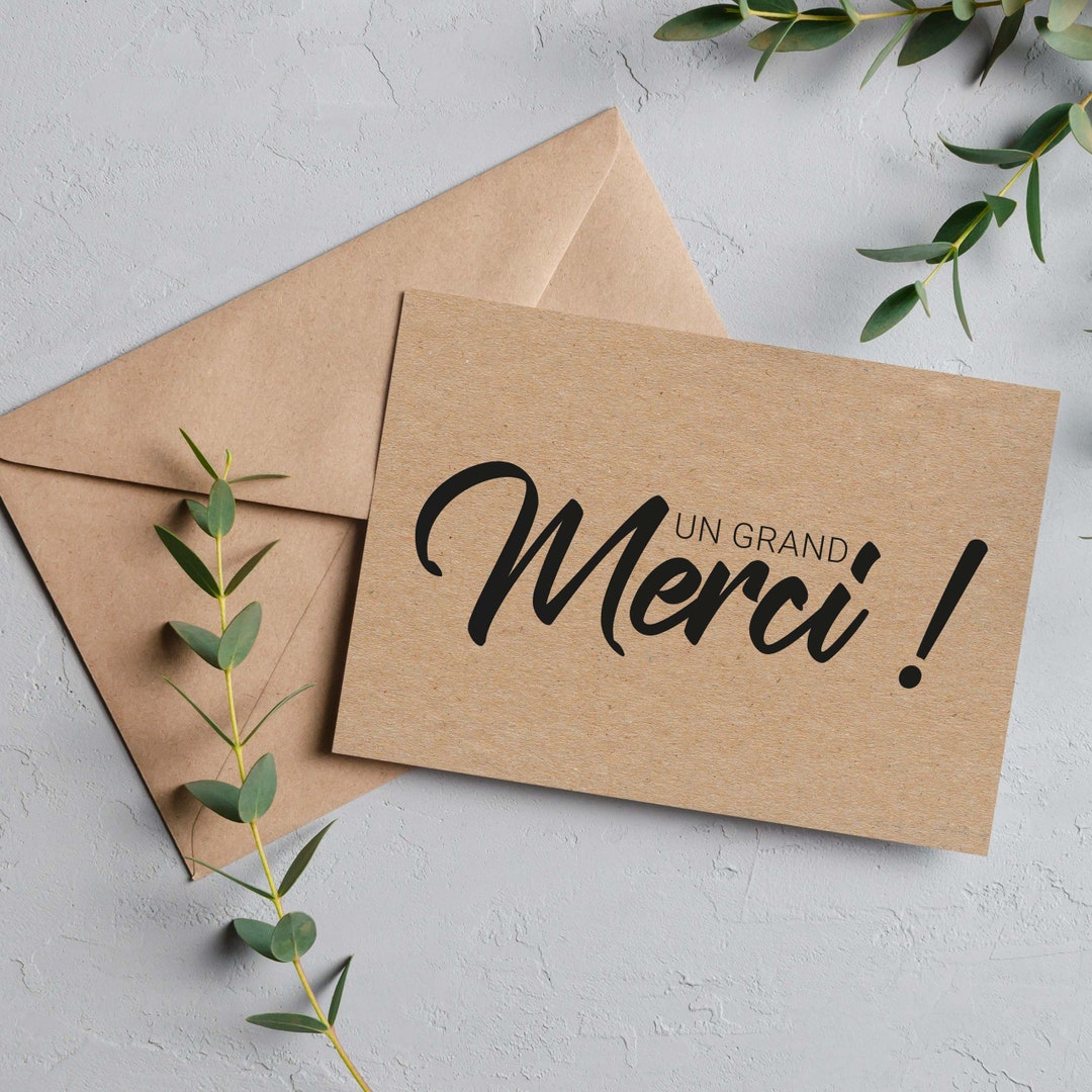 Carte de remerciement avec enveloppe Carte un grand merci Anniversaire ...