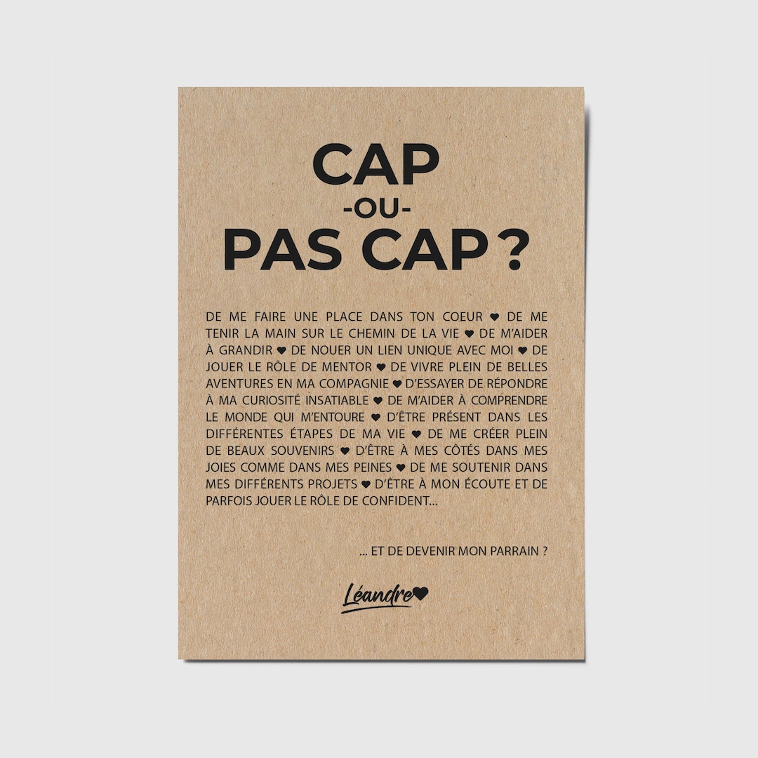 Carte demande parrain Veux-tu être mon parrain Cap ou pas cap de ...